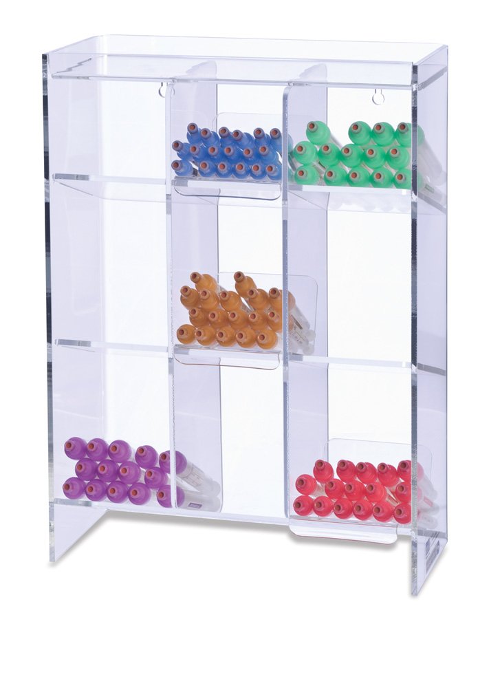 Clearform ML7100 Clear Acrylic Tube Rack with 9 Compartments, 16" H x 12" W x 5.5" D