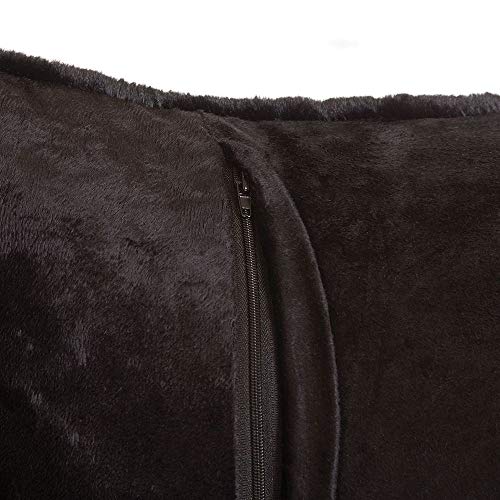 North End Decor Faux Fur Throw Pillow 18"x18" with Insert, Black Striped Mink