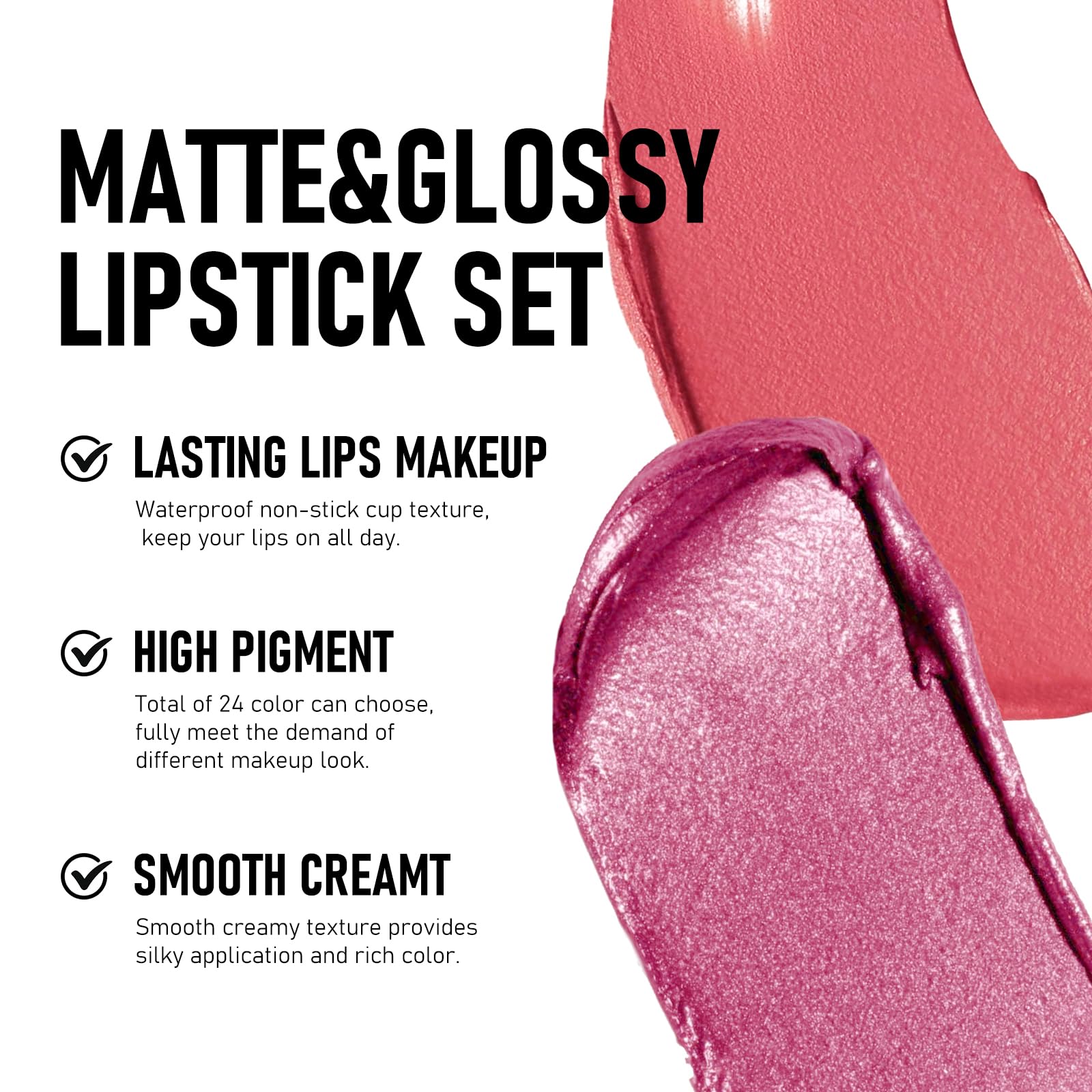 Ownest 24 Colors Matte Velvety Liquid Lipstick Set,Waterproof Long Lasting Non-Stick Cup Liquid Lipgloss Beauty Cosmetics Makeup Kit
