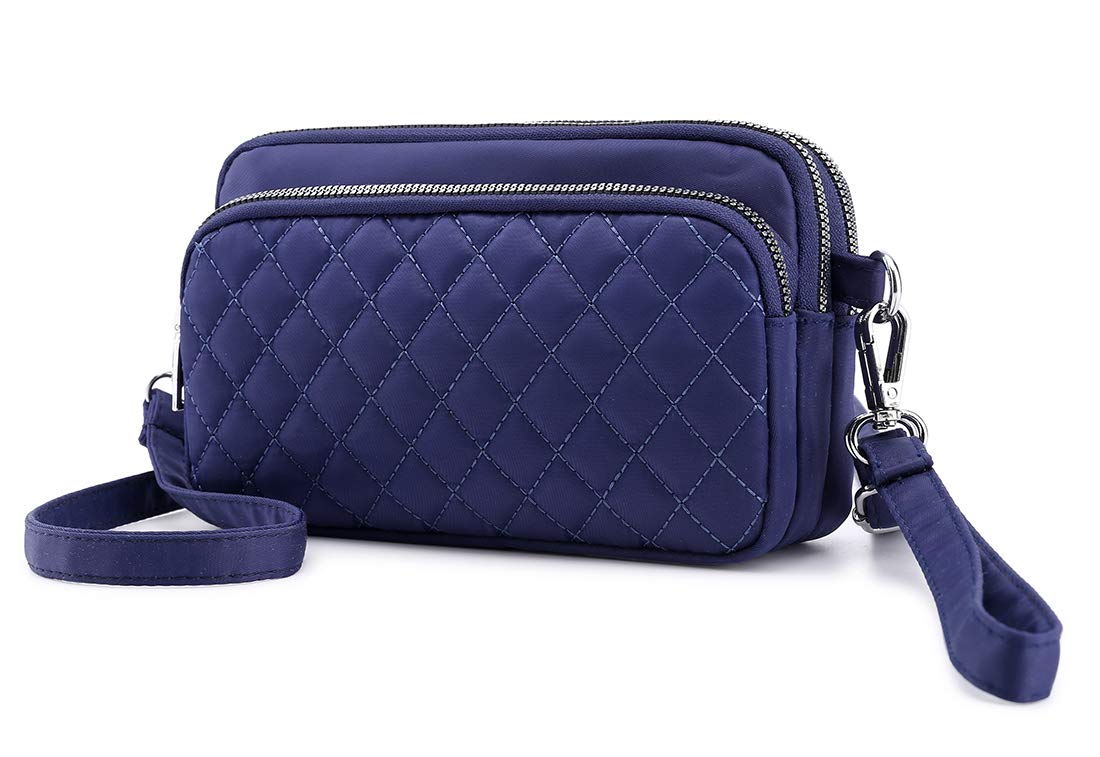 Collsants Small Nylon Crossbody Purse for Women Small Handbags Mini Nylon Travel Shoulder Bag Multi Zipper Pockets