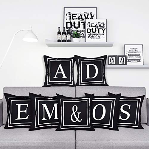 Yastouay Pillow Covers English Alphabet S Throw Pillow Cover Black Throw Pillow Case Modern Cushion Cover for Sofa Bedroom Chair Couch Car (Black, 18 x 18 Inch)