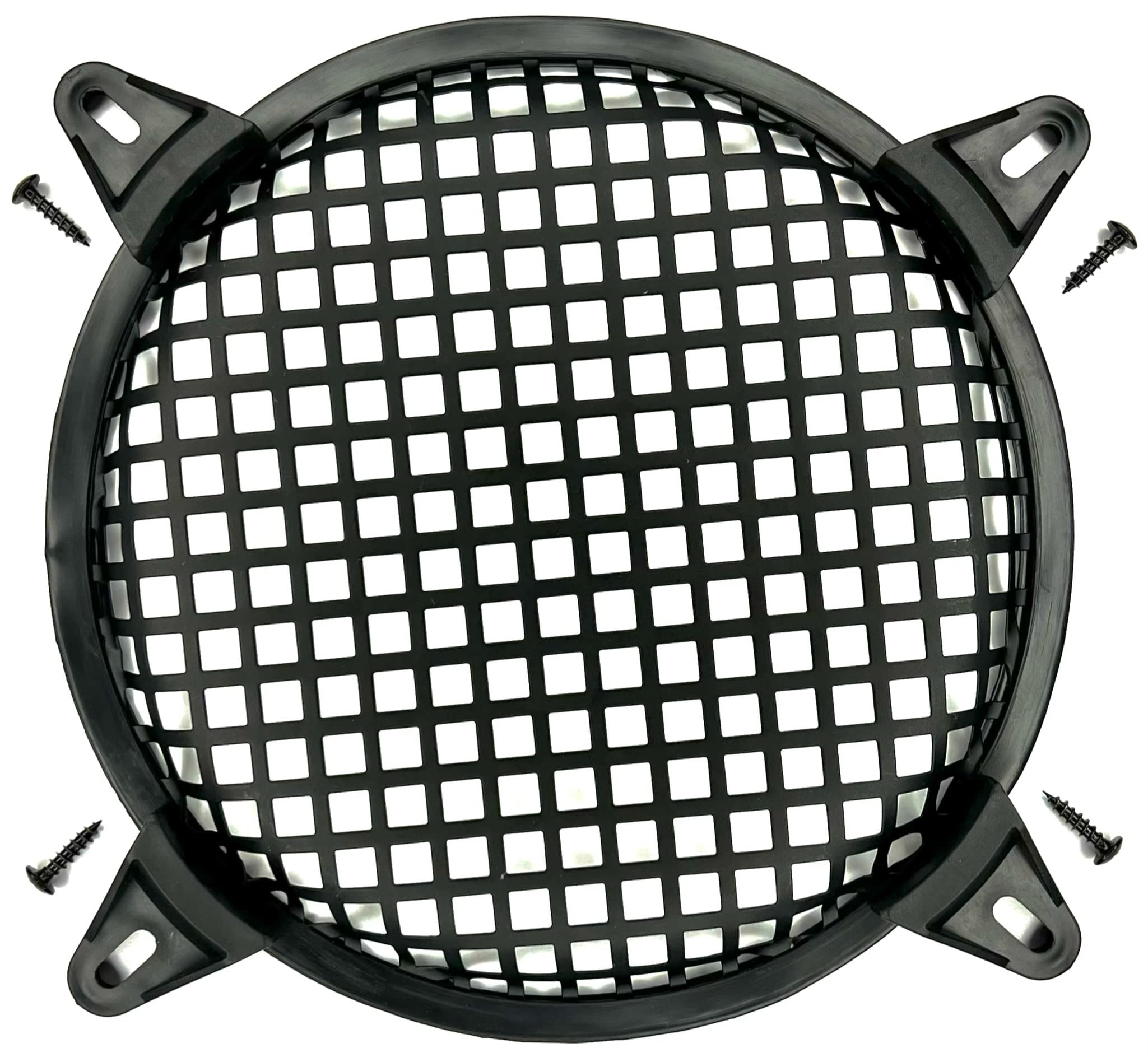 8 Inch (8") Speaker Grill Cover - Car Audio Speaker Grill Cover, Subwoofer Metal Mesh-Waffle Grill Cover Protector with Rubber Frame, 4 Clamps and 4 Screws