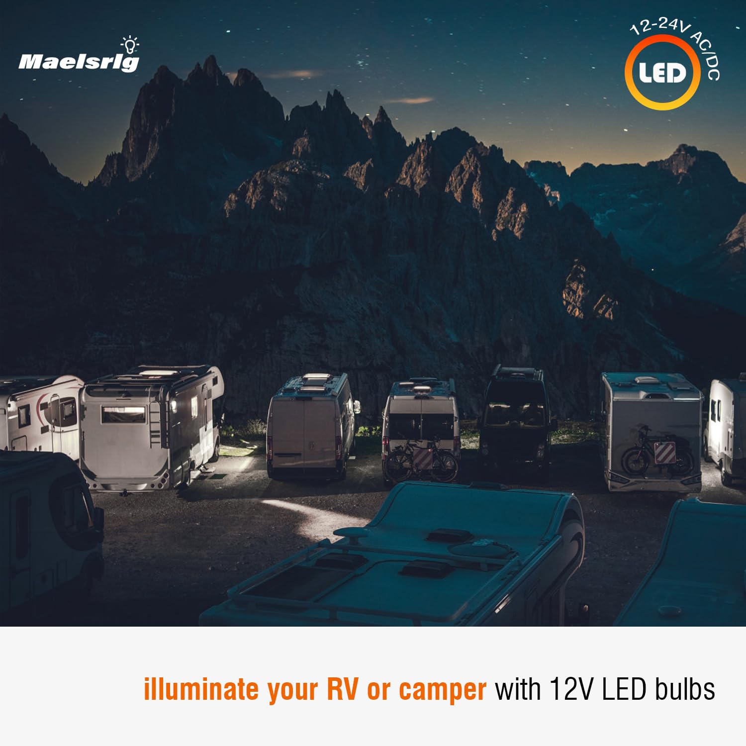 Maelsrlg 12V LED Bulb 6W(50W Equivalent), Warm White 3000K, 12V-24V AC/DC, 600 Lumens, Non-Dimmable, A19 12V DC LED Light Bulbs, E26 Base, Pack of 6