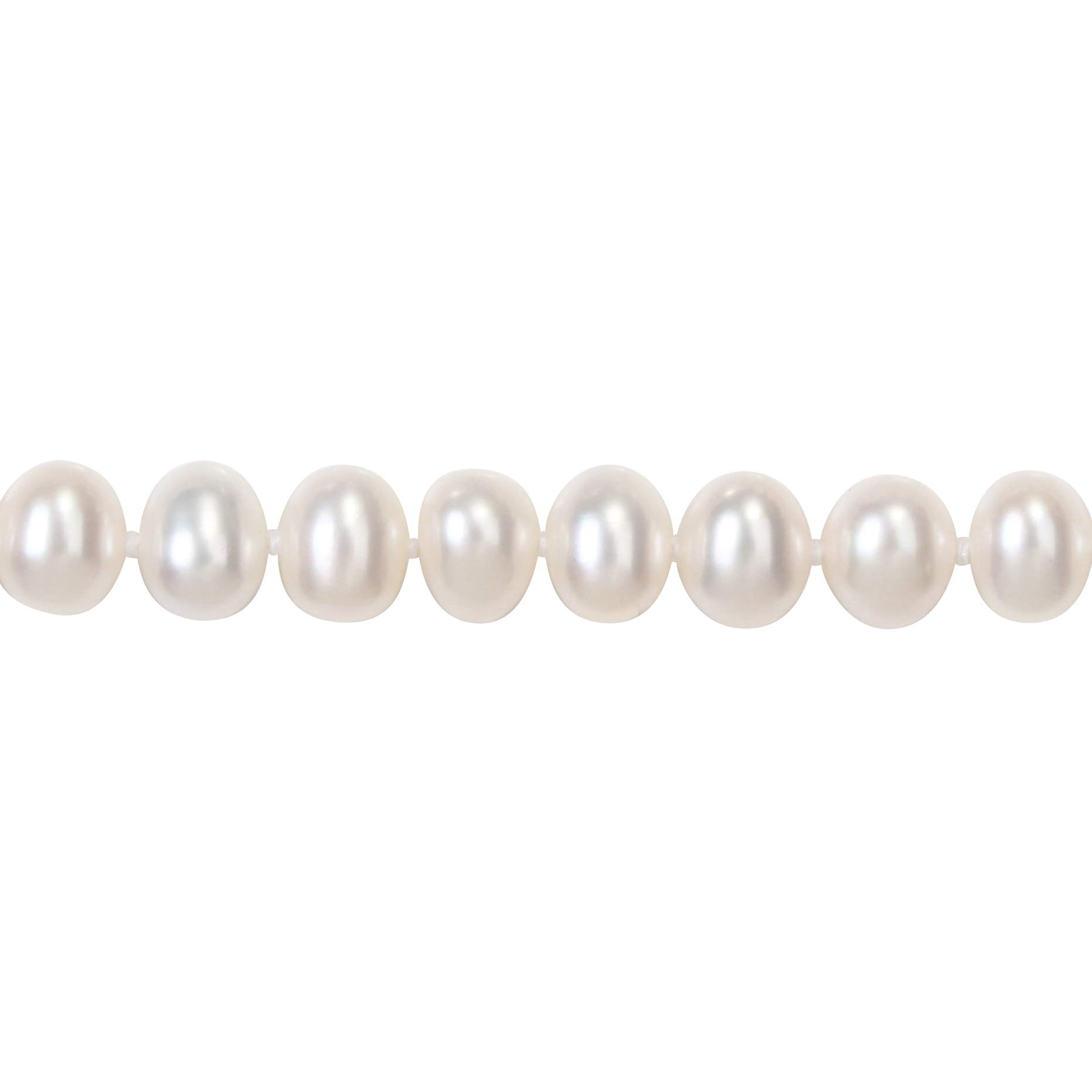 Abbie+Cleo Cultured Freshwater Potato White Pearl Strand Necklace with Sterling Silver Fisheye Clasp 18" (6.5-7mm)