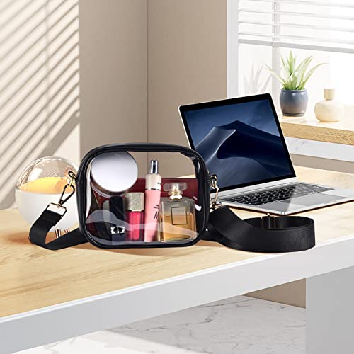 Armiwiin Clear Crossbody Bag, Stadium Approved Leather Clear Purse Bag with Adjustable Strap for Sports Concert Event