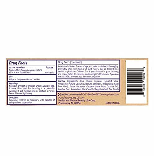 SprinJene Kids Toothpaste with Fluoride for Cavity Protection & Fresh Breath - Natural SLS Free Toddler Toothpaste for Childrens 2 Years & Up/Preservative & Toxic Free (1 Pack) Apple Mint