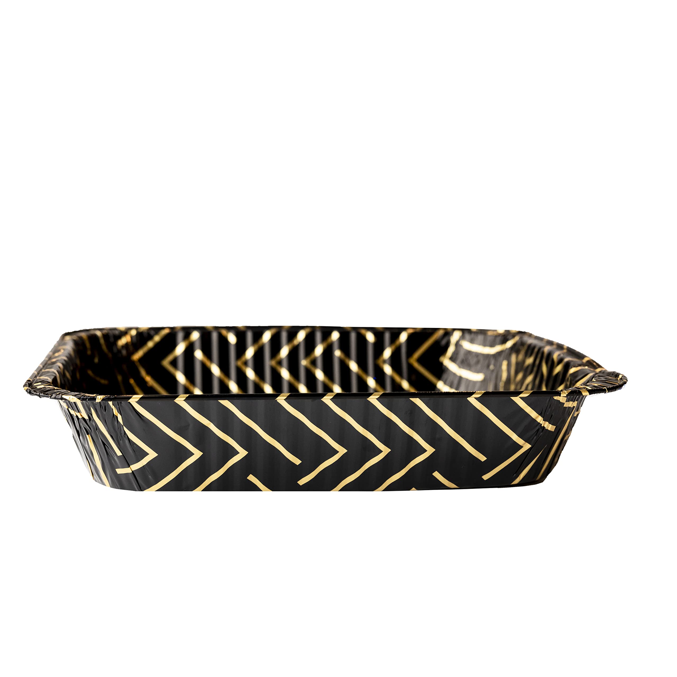 Aluminum Foil Pans 9x13 Disposable [10 Pack] Elegant Color Pan Trays with Food Containers for Roasting, Cooking, Heating, Disposable, Perfect for Hosting and Entertaining. (Black & Gold 10 Pack)