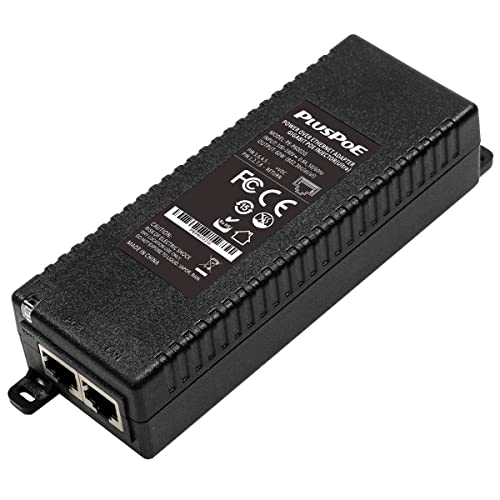 PLUSPOE Gigabit Ultra PoE+ Injector Adapter 60W Power Over Ethernet w/Full Duplex 1000Mbps Speeds, Supports IEEE 802.3af / 802.at/Ultra PoE Devices, Plug & Play