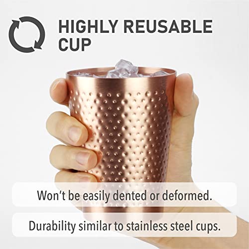 Arora Metal Anodized Hammered Copper Moscow Mule Mug Set 18oz Mug | Set of 4 & Metal Anodized Hammered Copper Tumbler Set | Best Aluminum Cold-Drink Cup | 15oz Cup | Set of 6