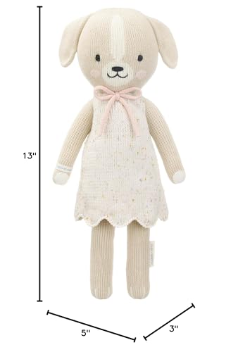 cuddle + kind Mia The Dog Little 13" Hand-Knit Doll β 1 Doll = 10 Meals, Fair Trade, Heirloom Quality, Handcrafted in Peru, 100% Cotton Yarn
