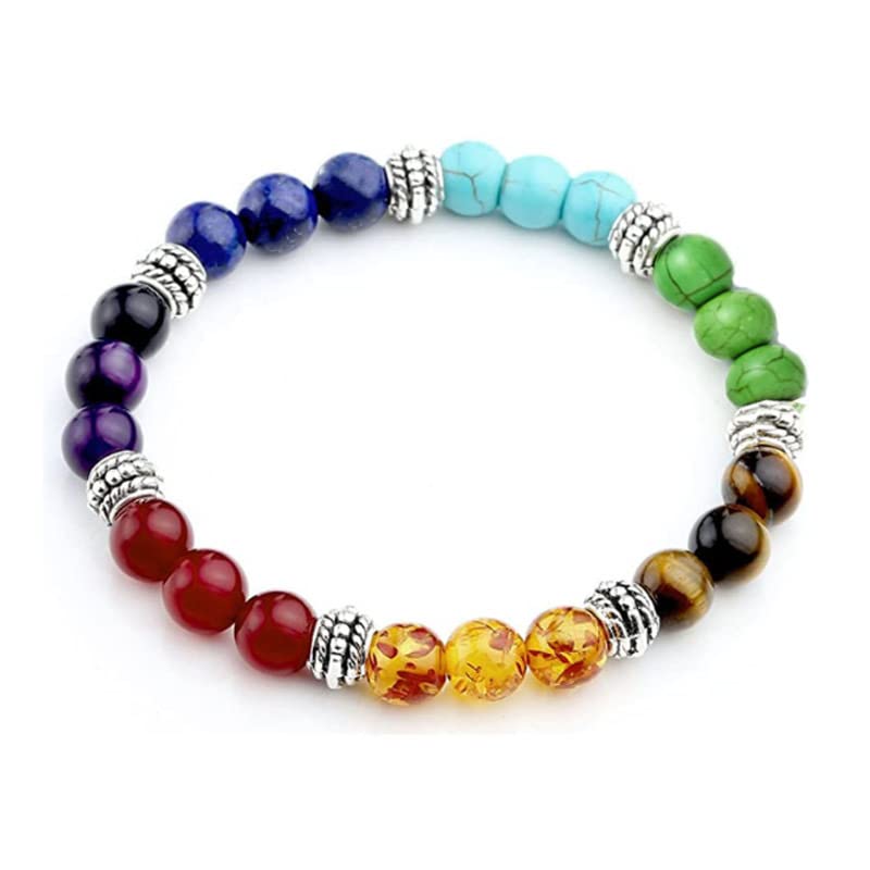 5 Pcs Chakra Bracelets for Women,8mm Lava Rock Chakra Bracelet for Men