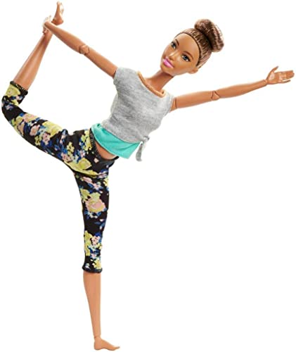 Barbie Made to Move Dolls with 22 Joints and Yoga Clothes, Floral, Blue