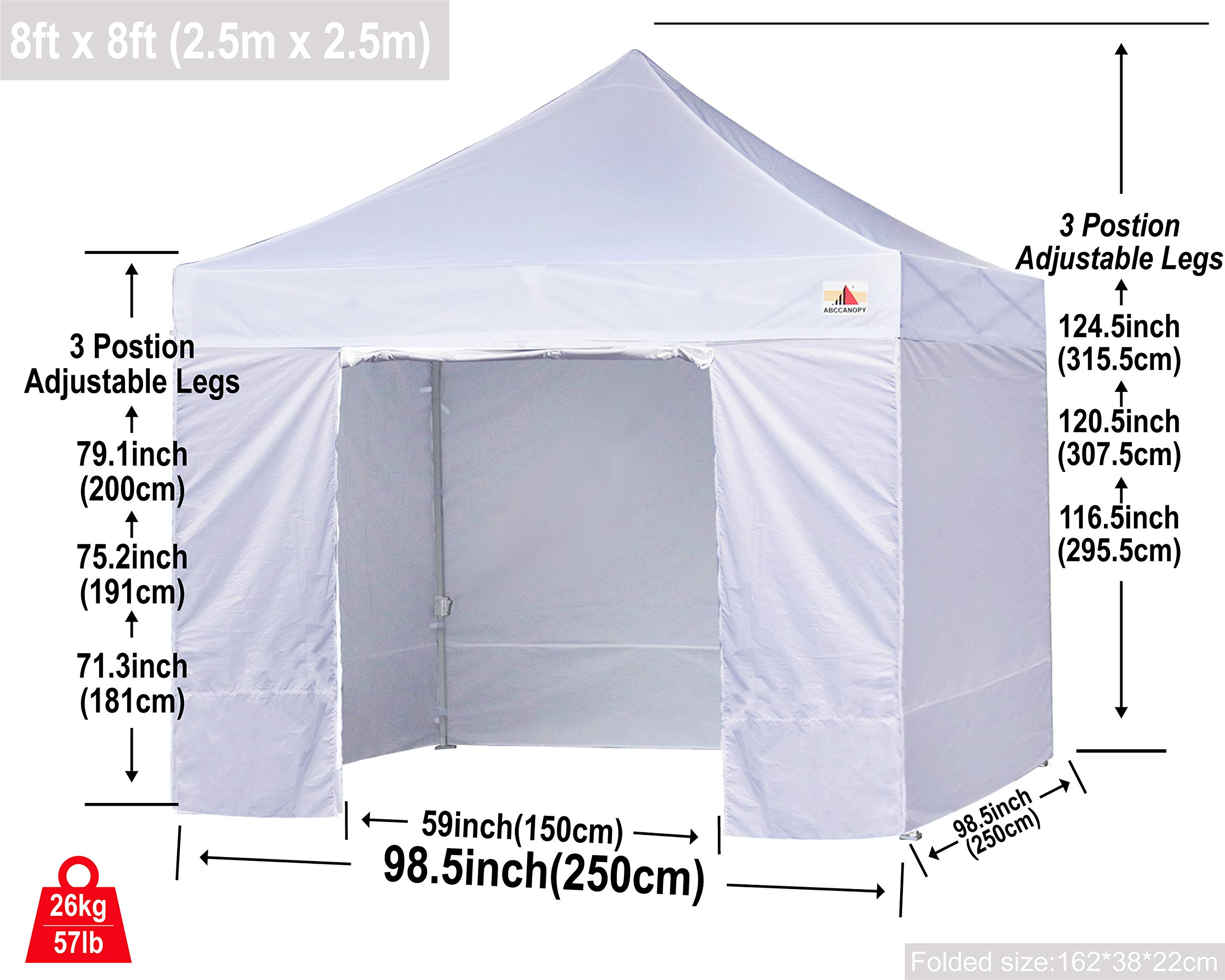 ABCCANOPY Easy Pop Up Canopy Tent with Sidewalls Commercial -Series, White
