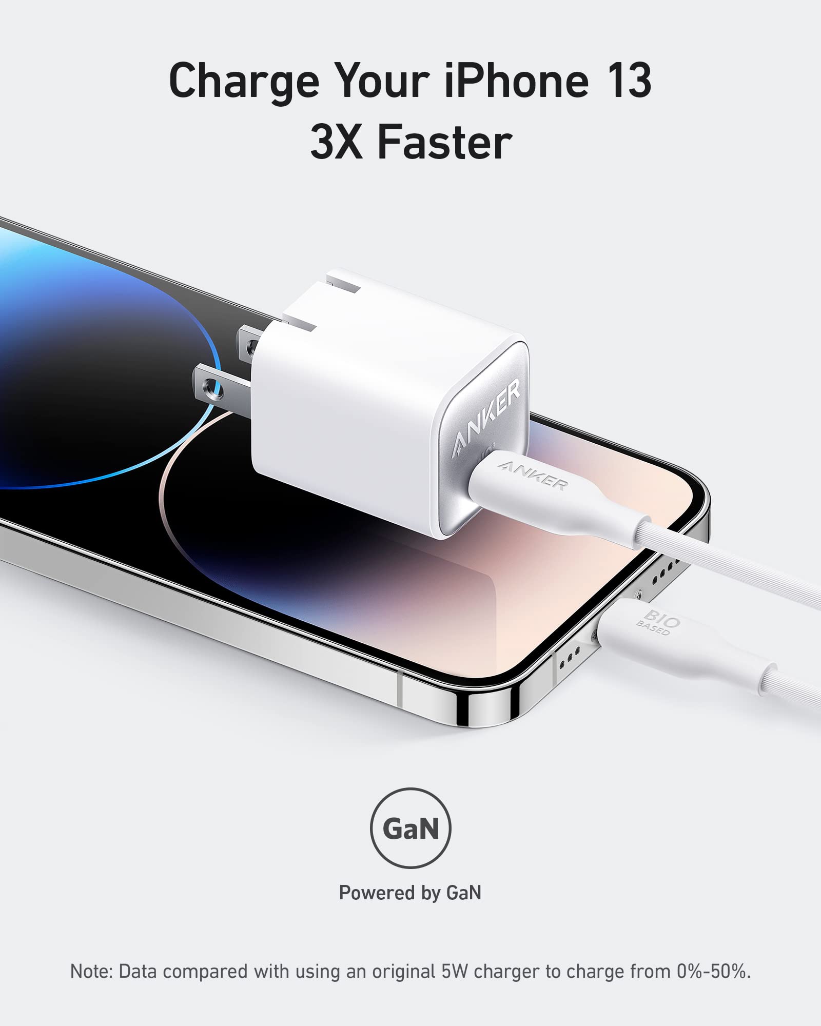 Anker USB-C to Lightning Cable, Anker 541 Bio-Nylon Cable (6ft), MFi Certified, Bio-Based Fast Charging Cable & Anker USB C GaN Charger 30W, 511 Charger (Nano 3), Foldable PPS Fast Charger(Green)