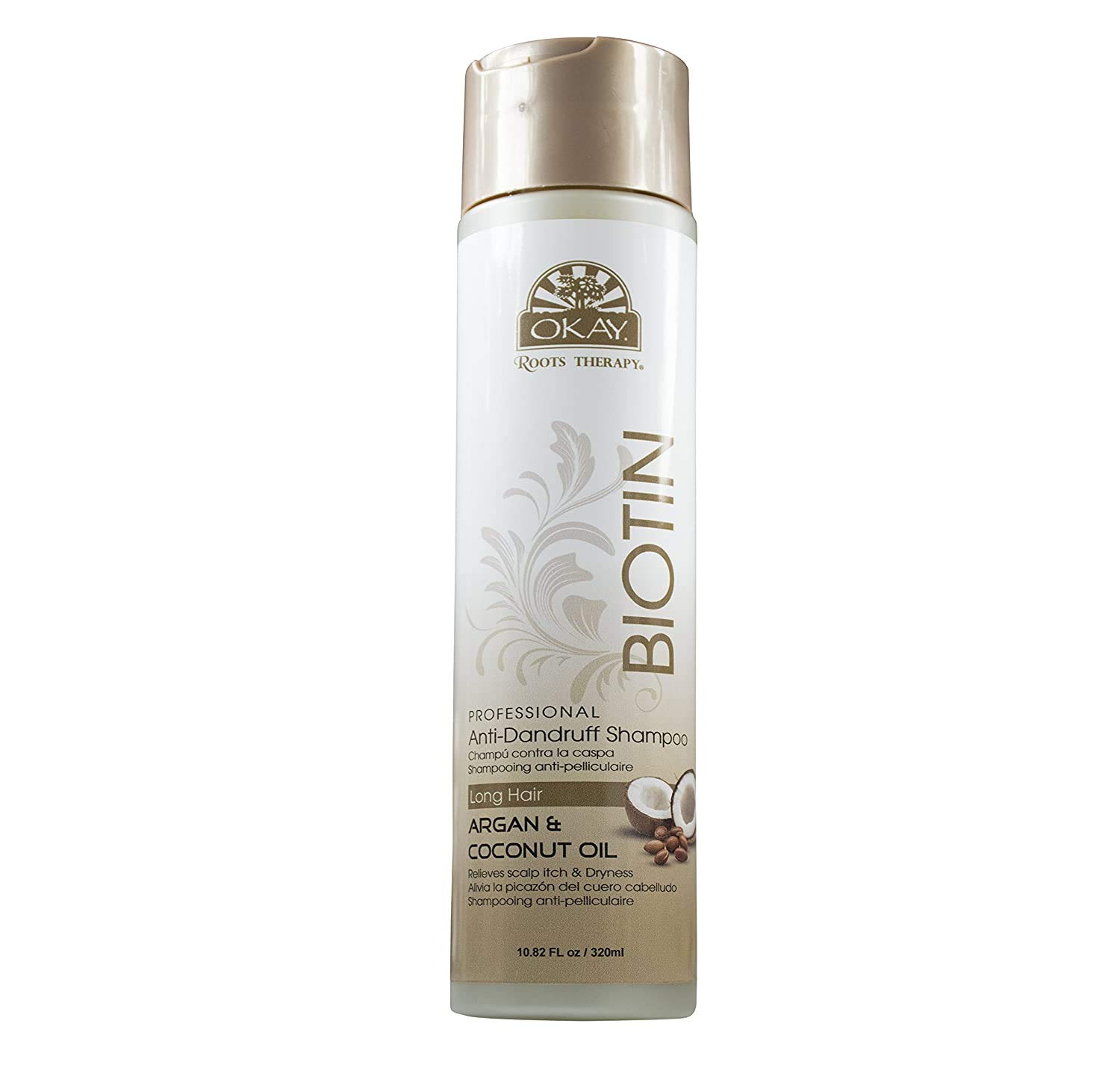 Roots Therapy Biotin, Argan&Coconut Professional Anti-Dandruff Shampoo Controls&Relieves Irritation&Flakes Of Scalp Effective,Fast-Acting Dandruff Relief Sulfate,Silicone,Paraben Free For All Hair Types and Textures Made in USA 10.82oz