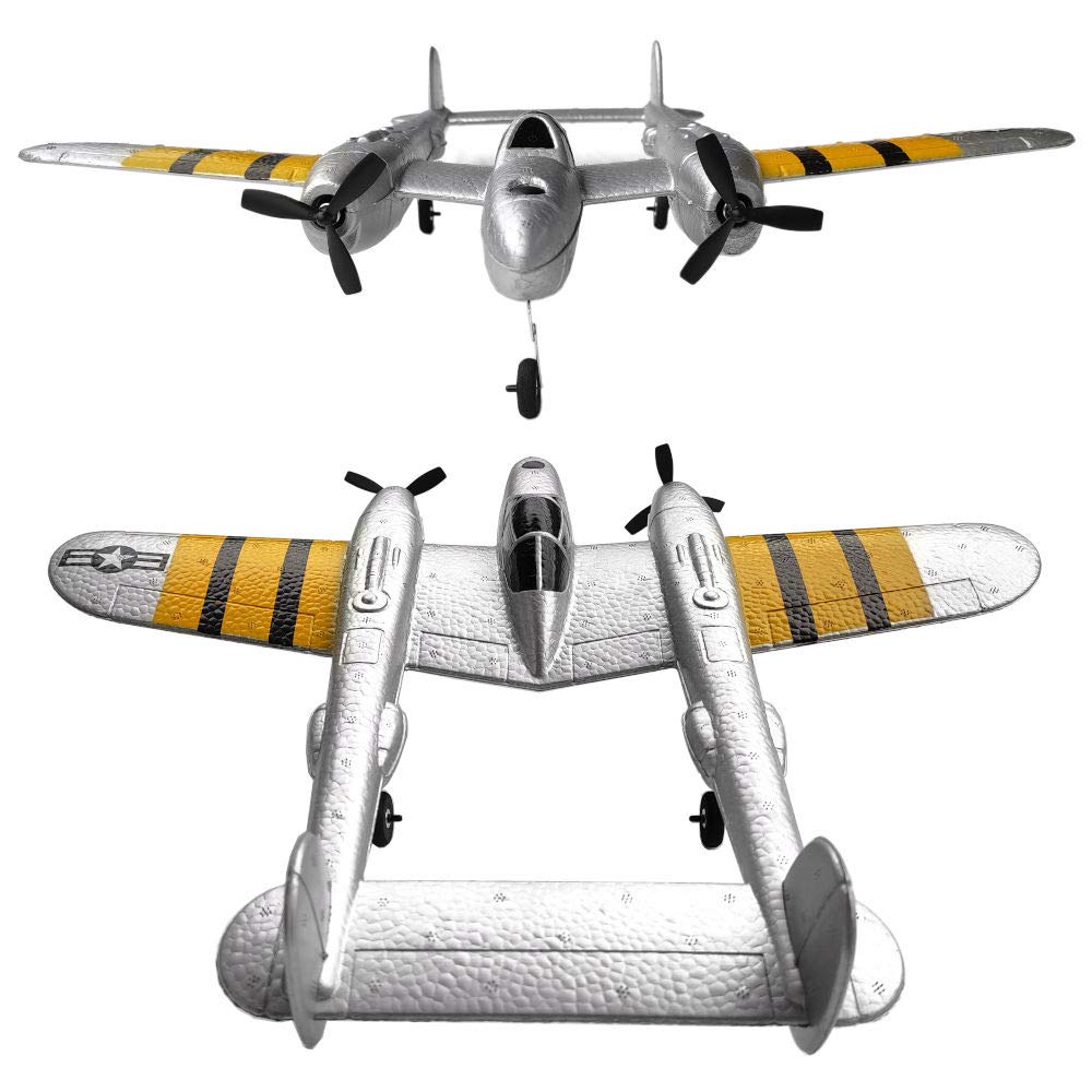 DAILIOT RC Plane 2 Channel Remote Control Airplane Ready to Fly RC Planes for Beginner, Advanced RC Foam Airplane for Kids Boys Beginner, Easy & Fun to Fly P38 Lightning Fighter with 2 Batteries