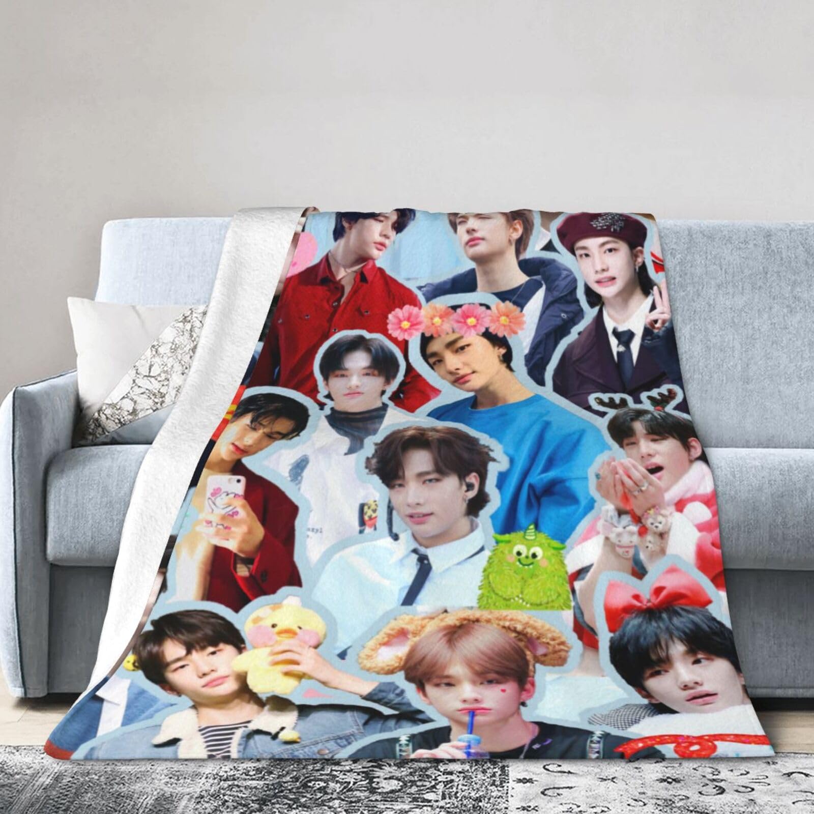 Blanket Stray Kids Hyunjin Soft and Comfortable Warm Fleece Blanket for Sofa,Office Bed car Camp Couch Cozy Plush Throw Blankets Beach Blanketsā¦