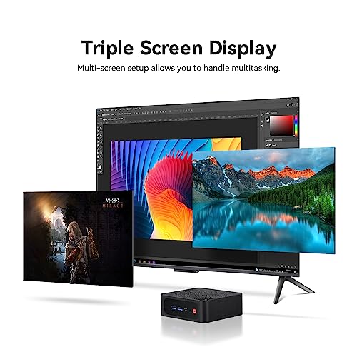 Beelink Mini PC SER5 MAX 5800H, AMD Ryzen 7 5800H(Up to 4.4GHz), TDP 54W Mini Desktop Computers, 16GB RAM 500GB M.2 PCIe3.0 SSD, Support Triple Display(HDMI, DP, TypeC)/WiFi 6/BT5.2/USB3.2/1000M LAN