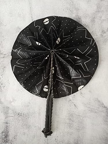 BKOFASHION African Handheld Fan - Handmade Round Folding Design - Unique Handheld Fan with Traditional African Fabric - Handcrafted Elegant African Round Fan - Handheld Fan (Design 9)