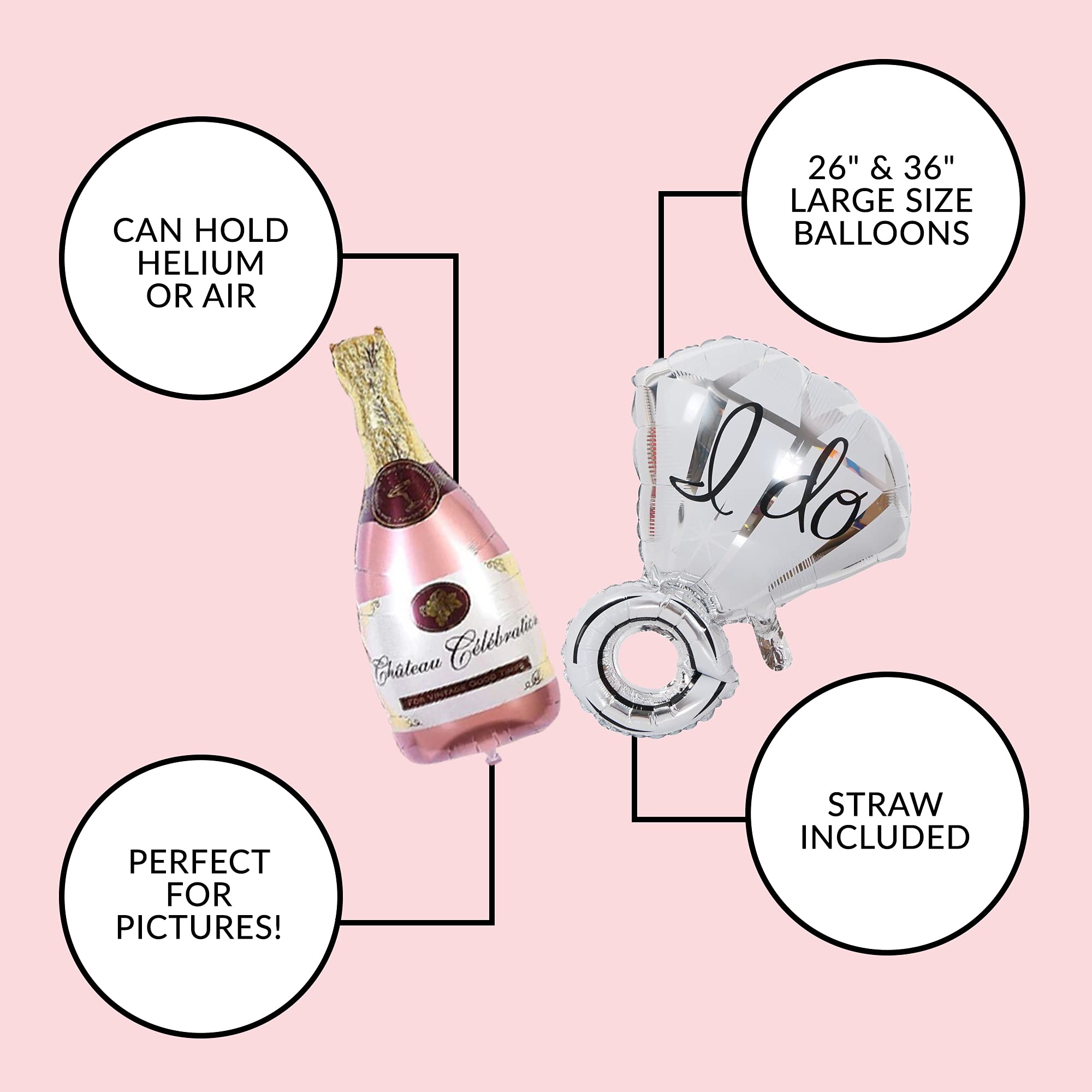 Bachelorettesy 28pc Bachelorette Party Decorations Kit for Bride to Be, Bridal Shower Decorations, Engagement Party – Balloons, Sash, Foil Backdrop Curtain (Rose Gold)