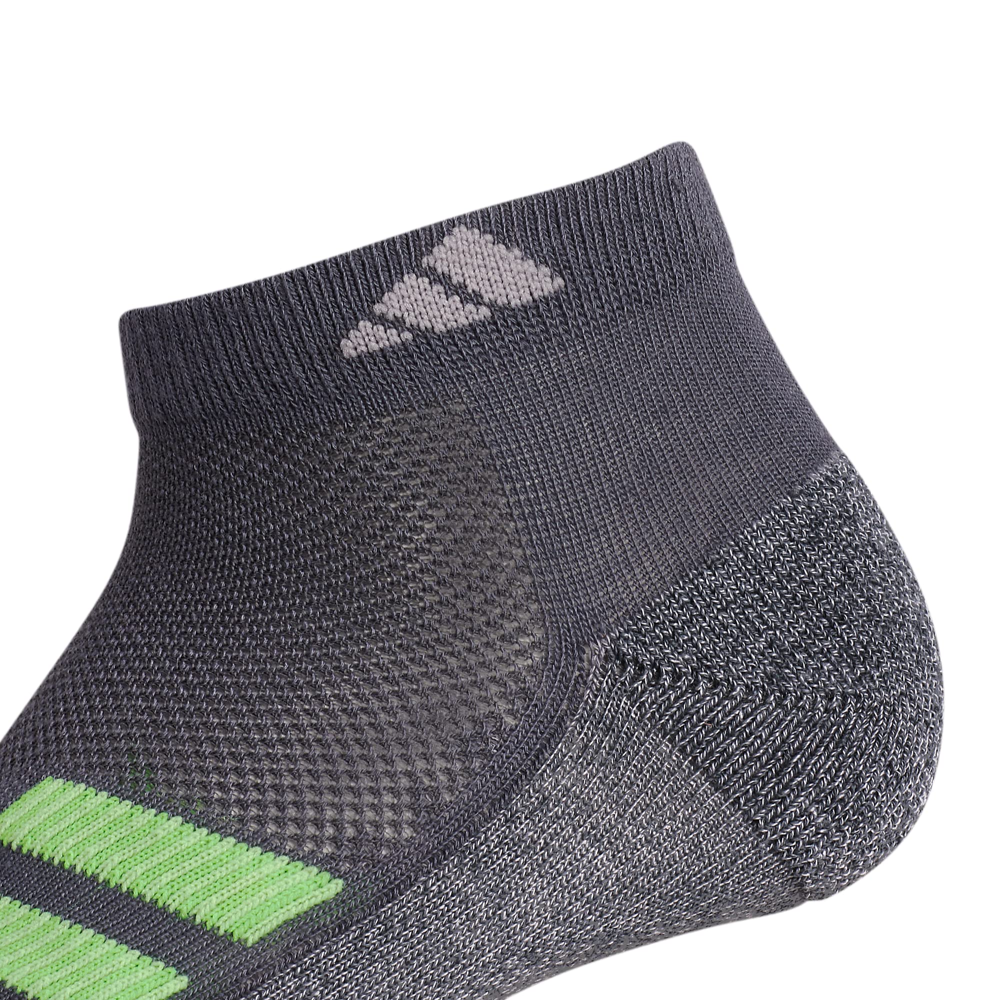 adidas Boys' Youth Cushioned Angle Stripe 6-Pack Low Cut, Onix Grey/Signal Green/Team Royal Blue, Medium