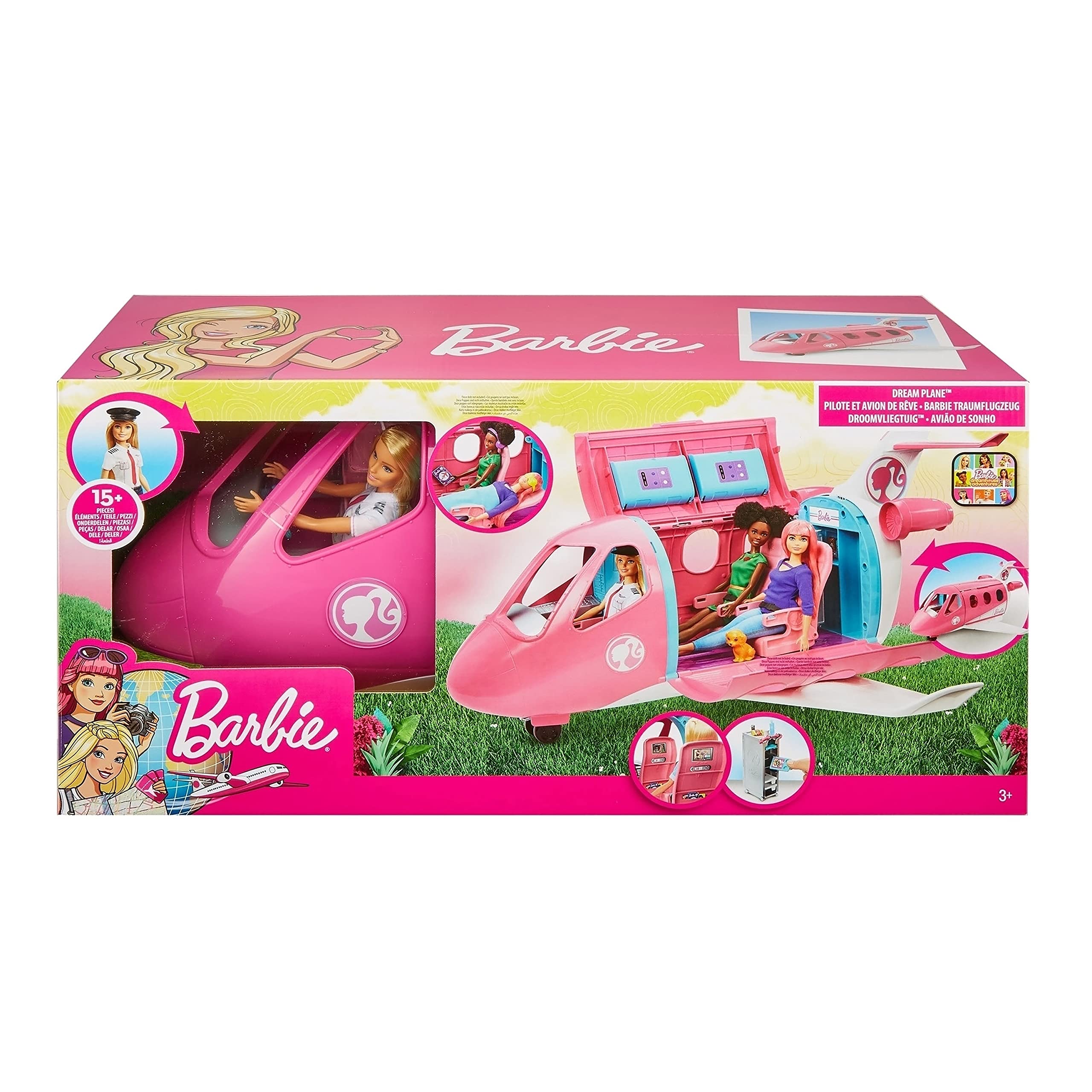 Barbie Dreamplane Transforming Playset with Doll and 15+ Travel-Themed Pieces