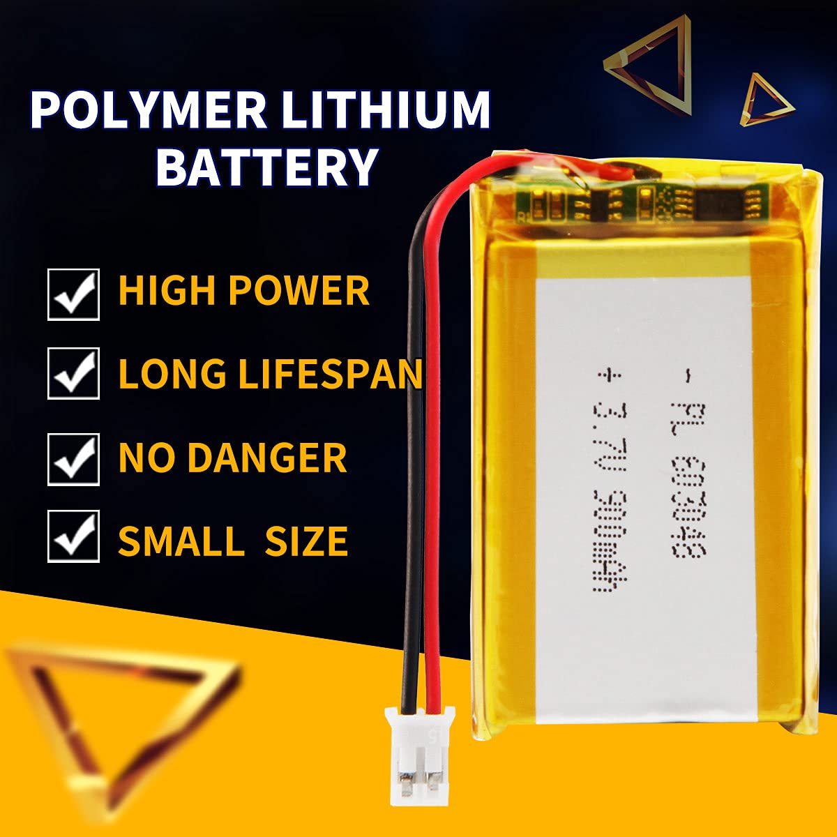 YDL 3.7V 900mAh 603048 Lipo Battery Rechargeable Lithium Polymer ion Battery Pack with PH2.0mm JST Connector