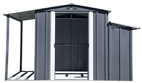 Arrow Sheds 10' x 5' Galvanized Steel 3-in-1 Pad-Lockable Outdoor Utility Storage Shed, Anthracite