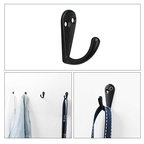 uxcell 4pcs Robe Hook Metal Vintage Design Wall-Mounted Hooks Keys Towel Wall Clasp Bathroom Hanger w Screws