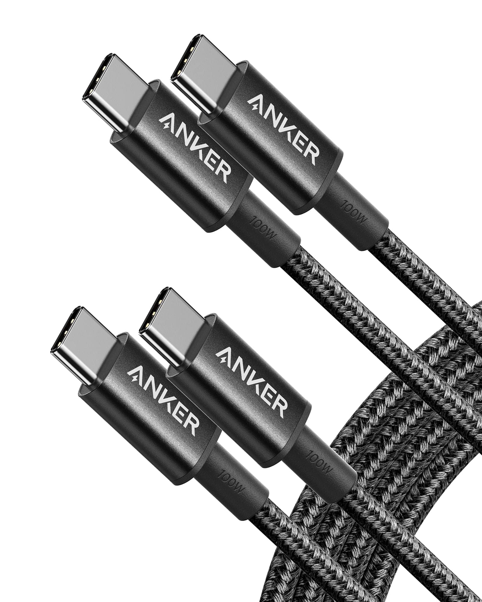 Anker 333 USB C to USB C Cable (6ft 100W, 2-Pack), USB 2.0 Type C Fast Charging Cable and Anker USB C Charger, 715 Charger (Nano II 65W), GaN II PPS Fast Compact Foldable Charger