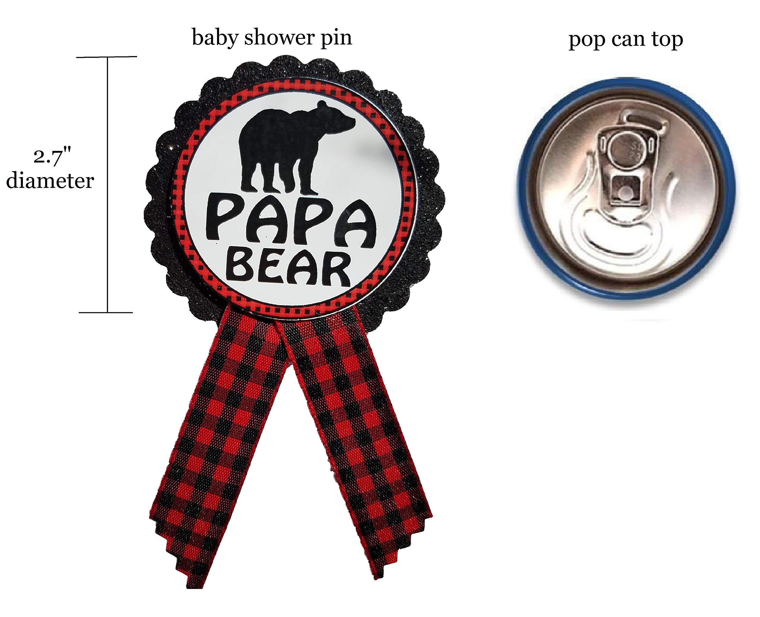 Mama Bear & Papa Bear Baby Shower Pins Daddy to Be Pin Buffalo Plaid Gender Reveal, Red & Black Pin, Baby Sprinkle