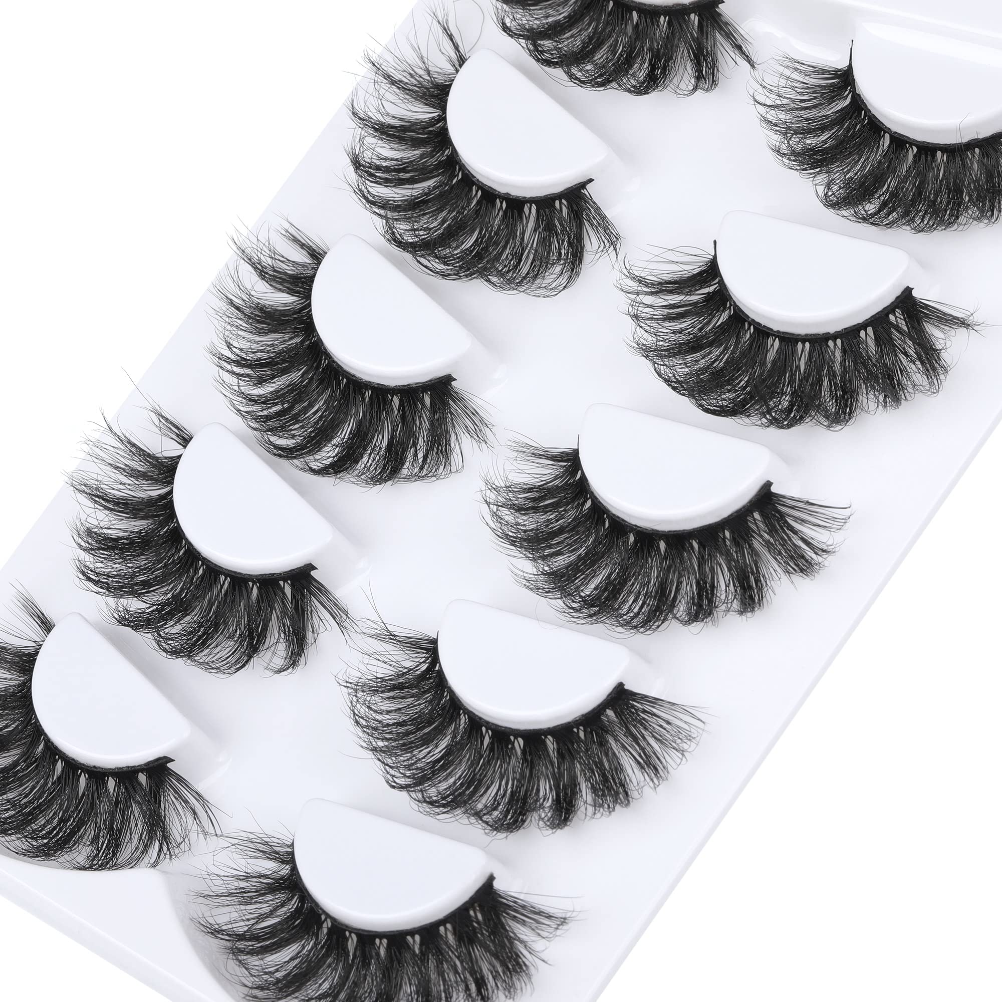 ALPHONSE False Lashes D Curl Fluffy False Eyelashes 20MM Wispy Faux Mink Lashes Long Dramatic Eyelashes Like Lash Extension Pack 5 Pairs