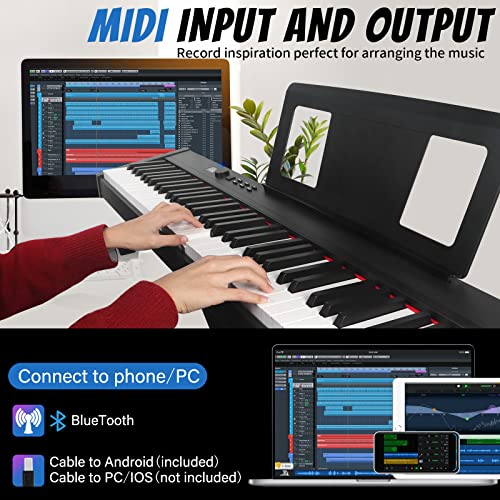 88 Key Weighted Keyboard Piano,Kmise Full Size Heavy Hammer Action Key Digital Piano with Music Stand Pedal MIDI Connecting for Professional Beginner