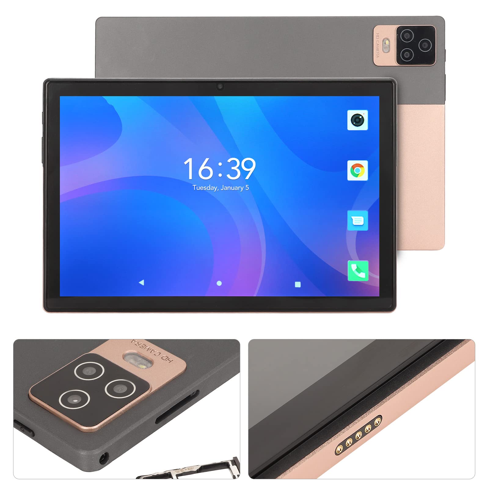 Android 12 Tablet 10.1 Inch Tablets, 12GB RAM 256GB ROM, Octa Core CPU, 512GB Expand, FHD Display, 8MP+16MP Camera, 2.4G/5G WiFi, BT5.0, 4G Cellular Network, 7000mAh Battery (Gold)