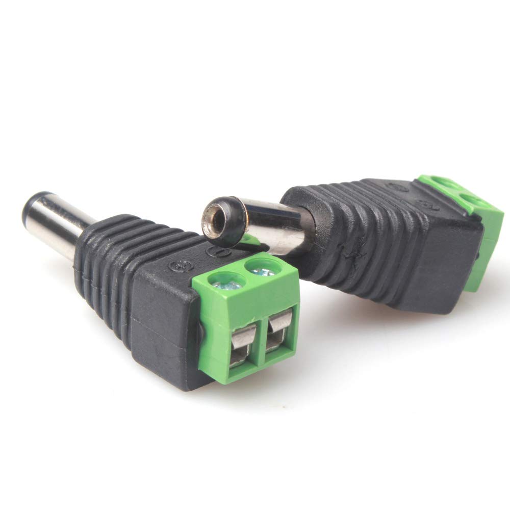 TJMD DC Power Connector 20 Pairs CCTV Power connectors 12V Male+Female 2.1x5.5MM DC Power Jack Plug Adapter Connector for CCTV Camera and LED Strip Light
