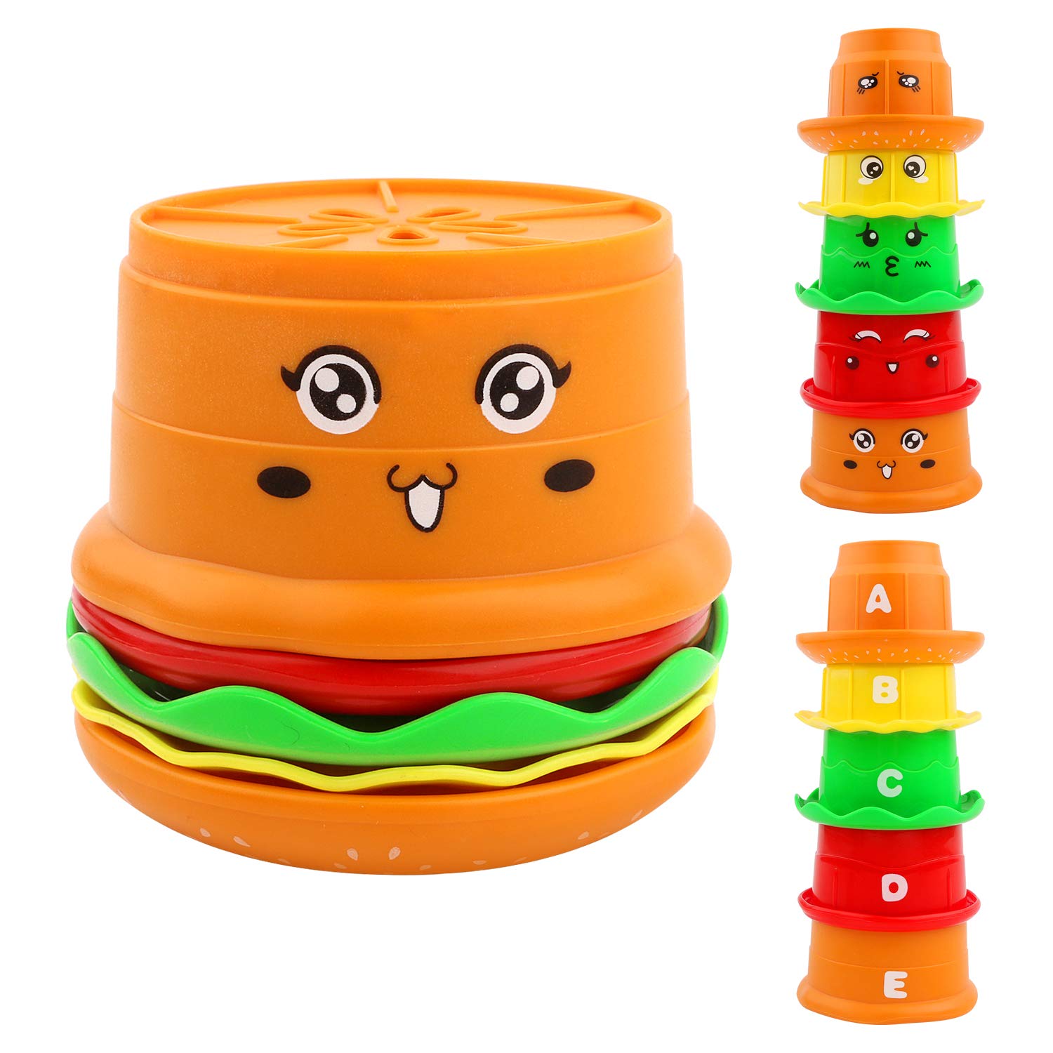 5 Pieces Bathtub Toys Baby Bath Toys Stacking and Nesting Cups Early Learning Toys,Educational Rainbow Baby Building Set Stacking Cups Early Educational Toddlers Toy