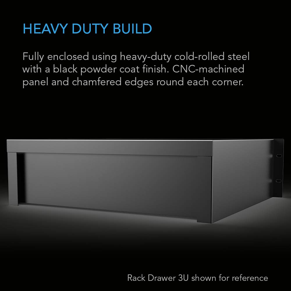 AC Infinity Rack Mount Drawer 1U with Aluminum Faceplate, for 19” Equipment Server AV DJ Cabinets Racks