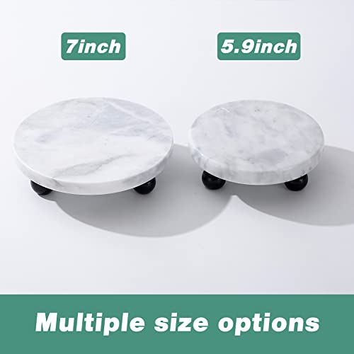 FasolaHome Decorative Marble Riser For Display, Cute Home, Bathroom, Kitchen Decor, Beautiful Marble Pedestal Stand Uniquely Displays Your Decorations, The Perfect Marble Tray to Add Some Beauty to Your House (Large-7inch)