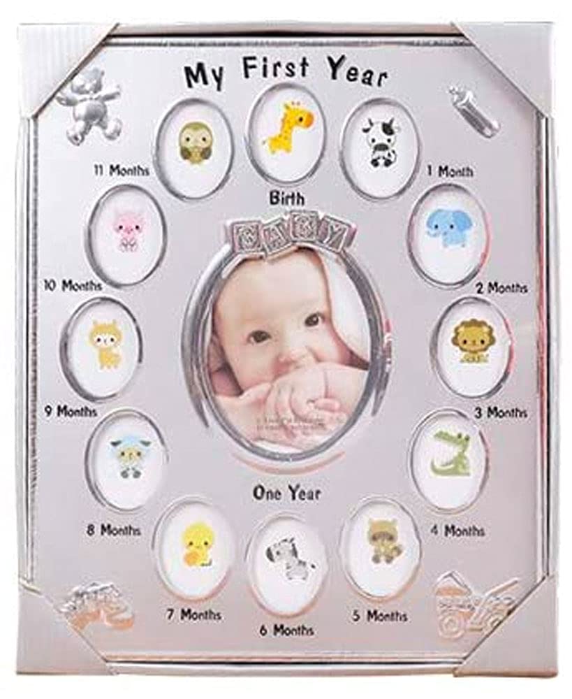 888 Corp My First Year Photo Frame Silver