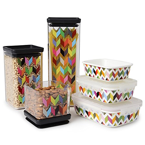French Bull Ziggy Plastic BPA Free Leak-Proof Cereal and Dry Food Storage Container with Lid-Pantry, Kitchen, Snacks, Airtight, Stackable, Organization, 3 Piece Set