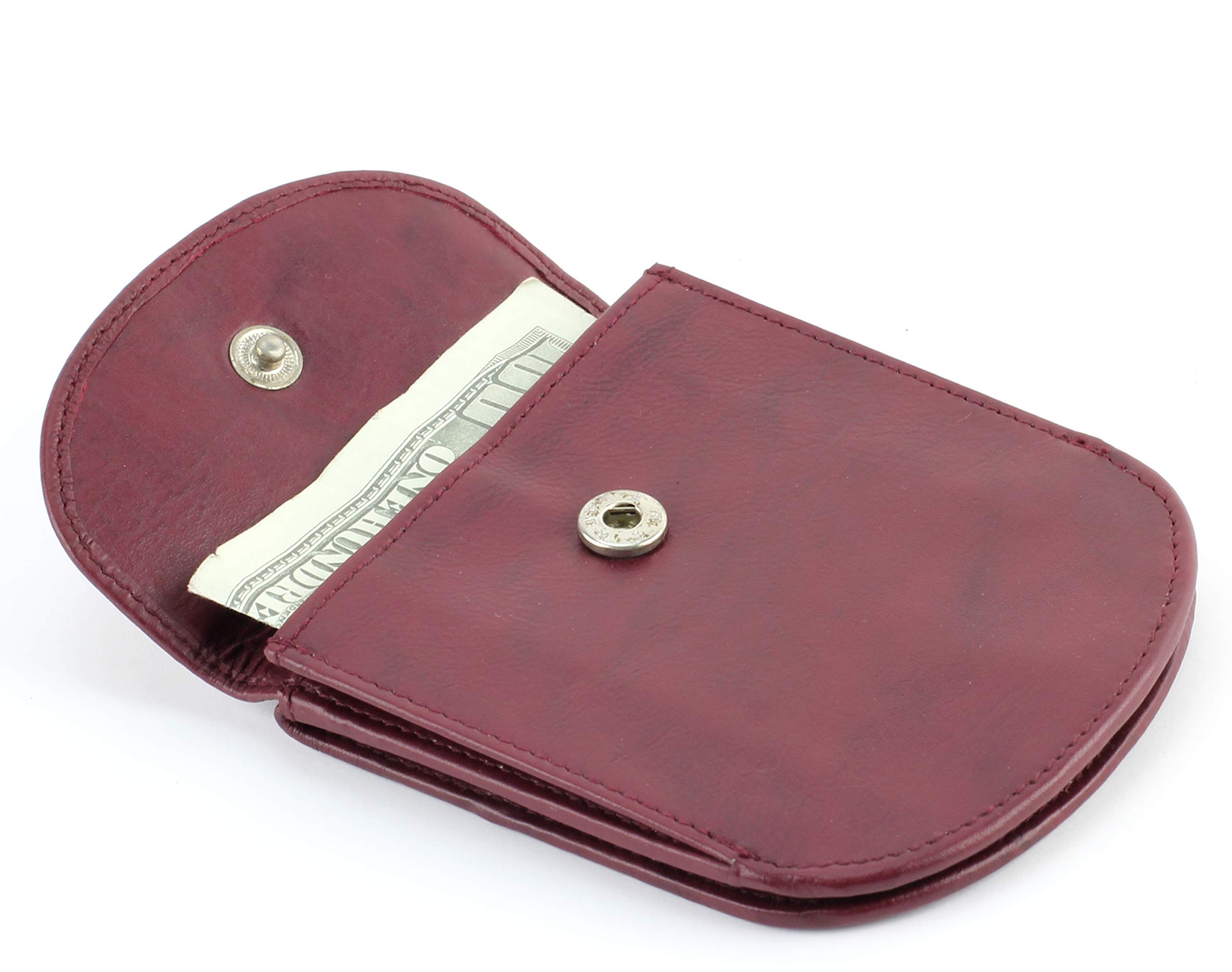Bacci Leather Impressions Taxi Wallet - Soft Leather, Compact & Snap Pocket on Front, Folding Wallet, Small ID Cards & Coins Holder, Pouch for Men & Women, Coin Case ( Leather, Red)