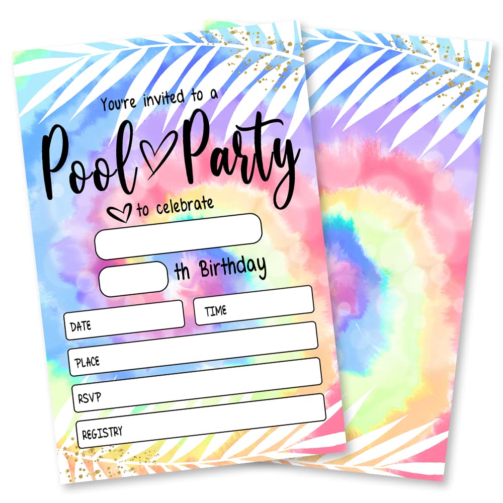 Grace Yonks - Pack of 20 Birthday Party Invitations with Envelopes, Multicolor, 4x6 inches