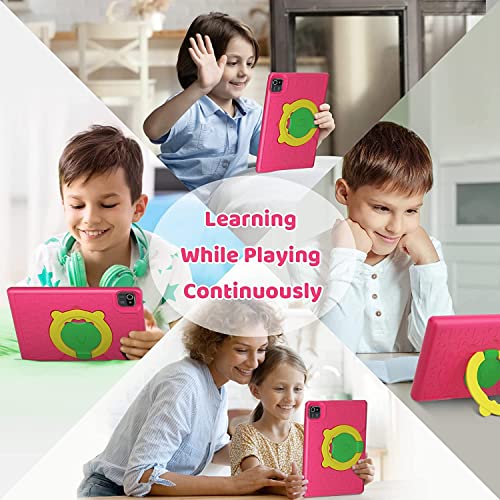 HiGrace Kids Tablet 10 inch - Android 12 Quad core Tablet for Kids (Ages 3-12), 5000mAh, 32GB ROM, Dual Camera, WiFi, Parental Control, Kid-Proof Case-Pink