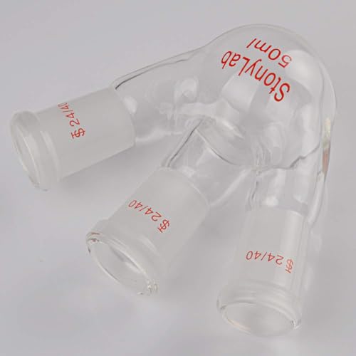 StonyLab Glass 50ml Heavy Wall 3 Neck Round Bottom Flask RBF, with 24/40 Center and Side Standard Taper Outer Joint β 50ml