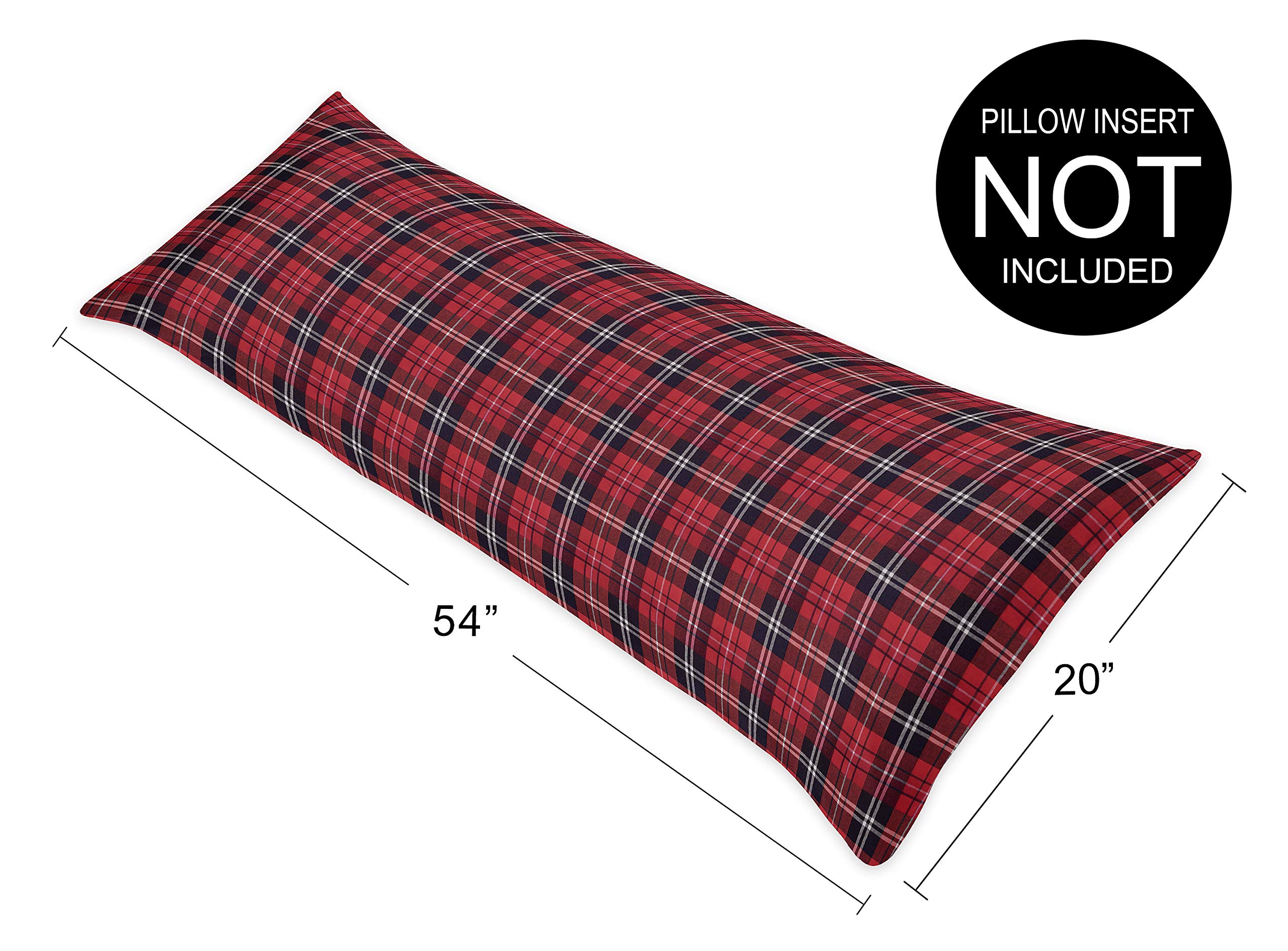 Sweet Jojo Designs Red and Black Woodland Plaid Flannel Body Pillow Case Cover for Rustic Patch Collection (Pillow Not Included)