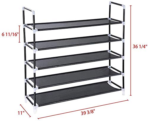 SOONEEDEAR 5 Tiers Shoe Organizer,Shoe Rack,Closet Shoe Organizer, Space Saving Shoe Tower Cabinet Stackable Shelves Holds 20-25 Pairs