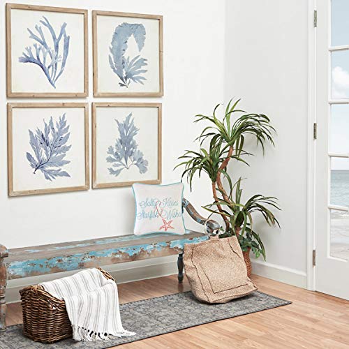 C&F Home 10" Embroidered Salty Kisses Starfish Wishes Throw Pillow Decorative Cotton Beach Inspirational Quote Ocean Coastal Small Throw Accent Seashore Pillow Decor Decoration 10 x 10 Multi
