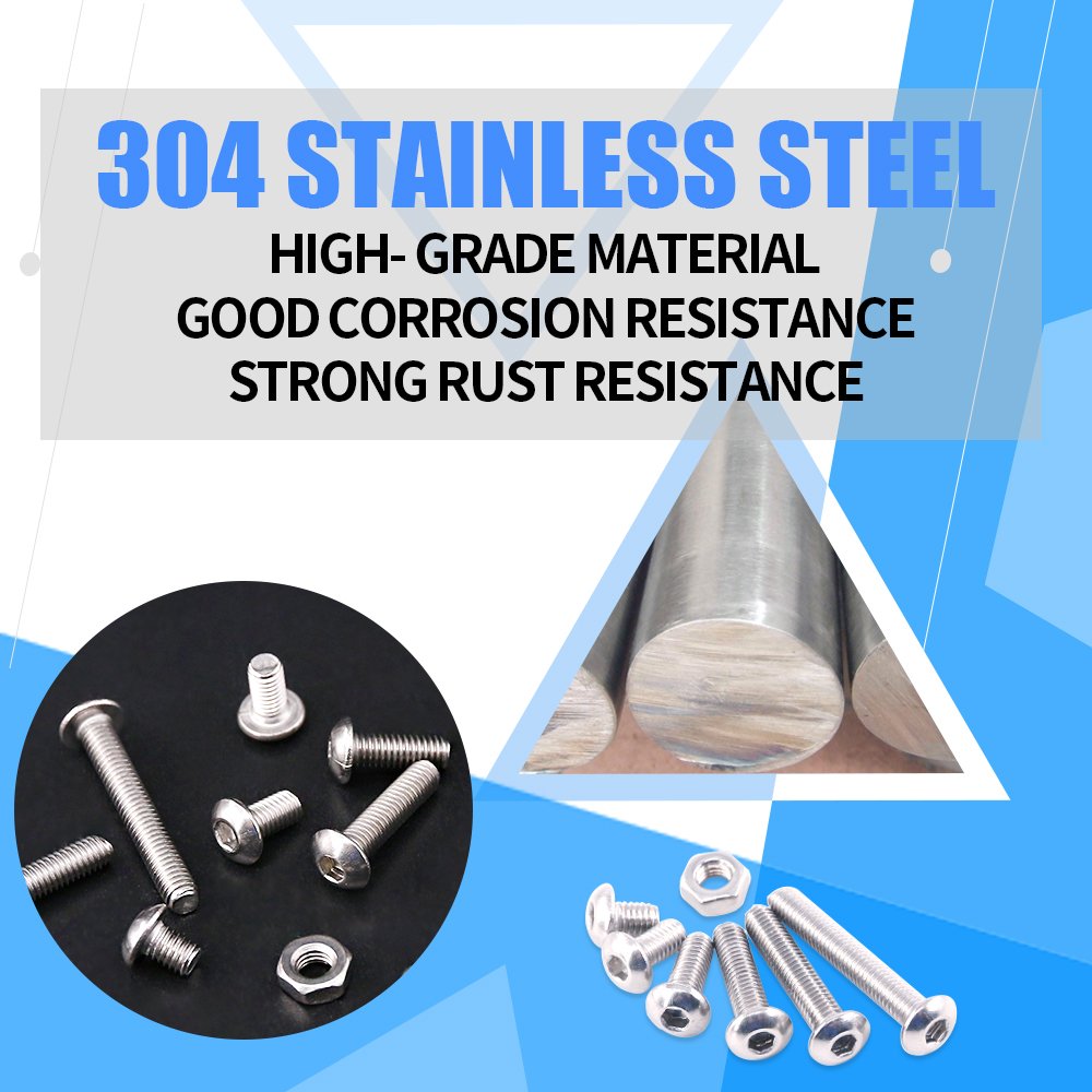 Glarks 230Pcs M3 Stainless Steel Allen Hex Drive Button Head Socket Cap Bolts Screws Nuts Assortment Kit (M3)