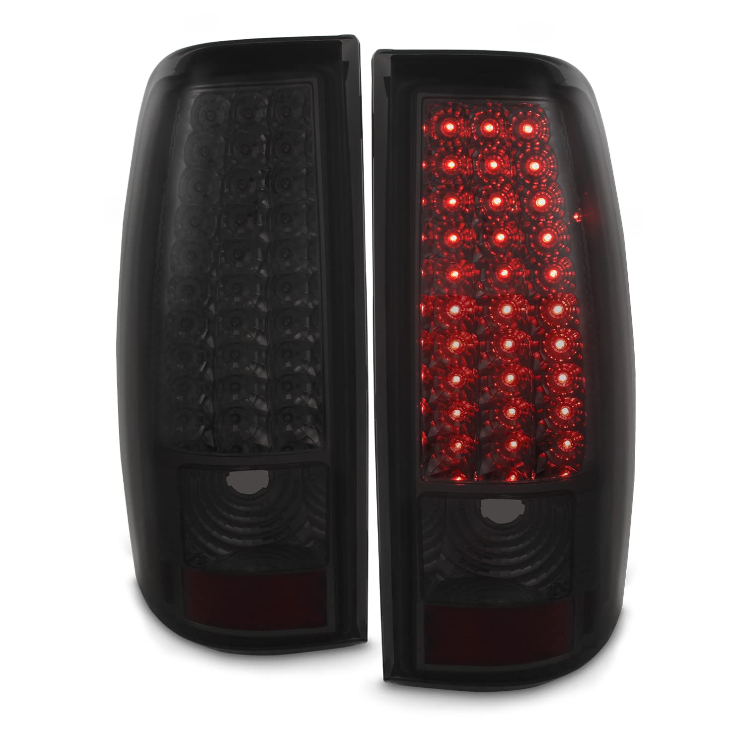 AKKON - For 1999-2002 Chevy Silverado 09-03 GMC Sierra Pickup Truck Smoke G2 LED Tail Lights Brake Lamps Replacement