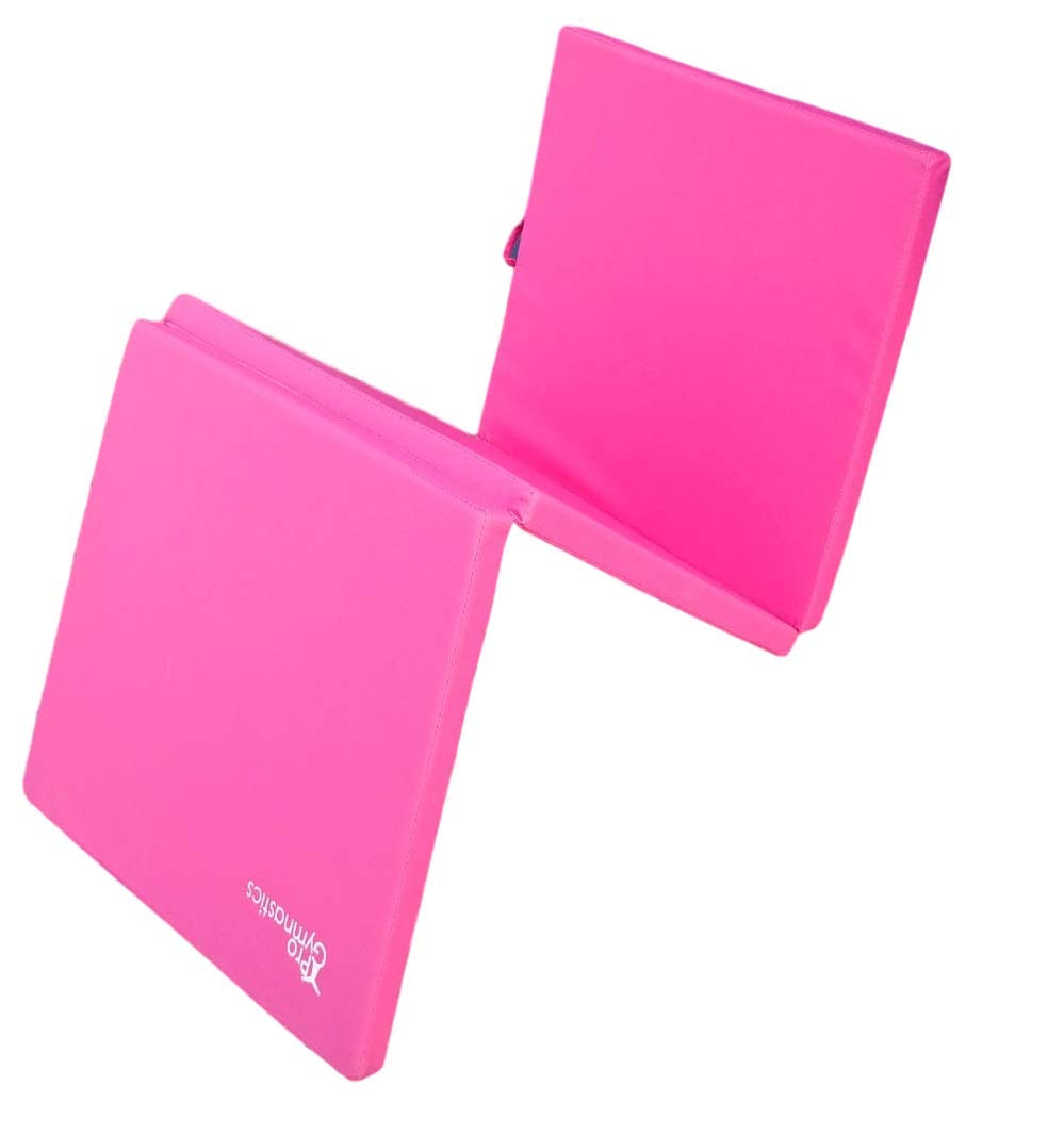 5 Star TD Gymnastics Mat 2x6 Tri-Fold 2" Thick Folding Exercise Tumble Mat with 2 Carrying Handles for Gymnastics, Yoga, Aerobics, Mixed Martial Arts, Home Gym Exercise Workout Mat Pink